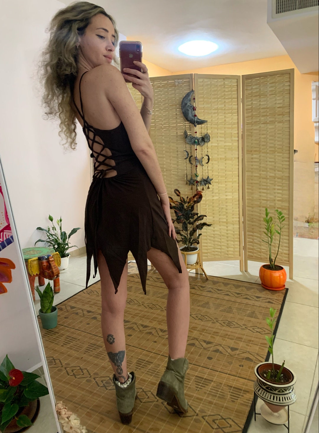 Pointy Short Mini Tight Fairy Dress | Cross Back Earth Dress | Backless ...
