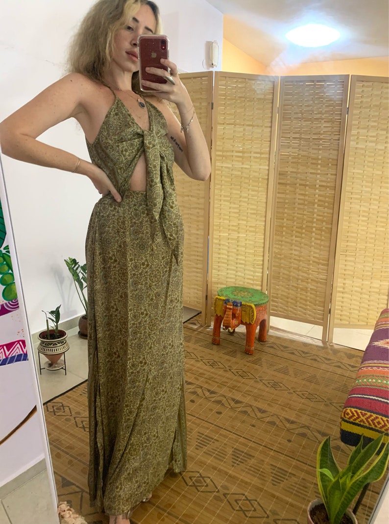 Open Back Dress,green Bohemian Long Maxi Dress ,open Front ,goddess ...