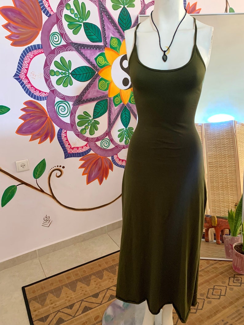 Green Lace up Cross Back Split Dress|festive Clothing | Long Slit Dress ...