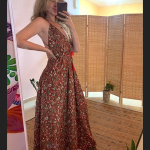 Bohemian Open Back Dress Long Summer Dress Free Size Plus Size Royal Dress Loose Fit Backless ...