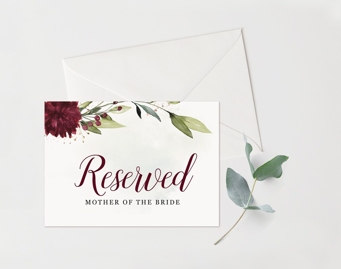 Free Printable Reserved Seating Signs For Your Wedding