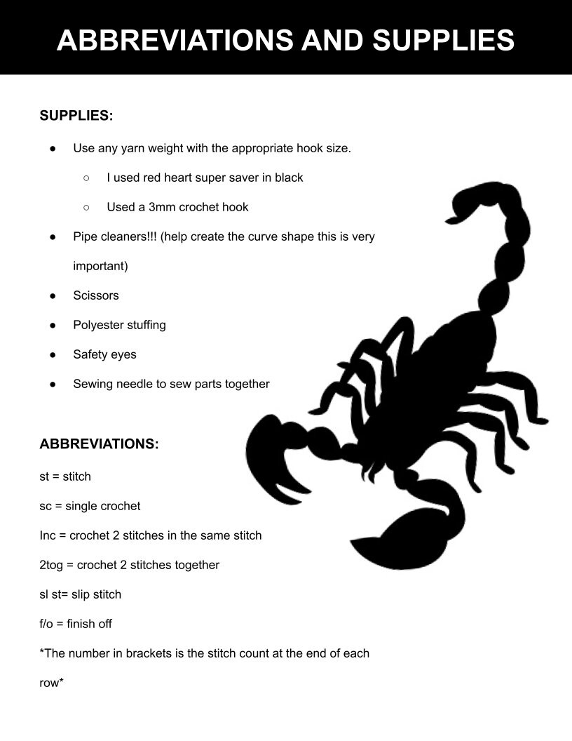 Crochet Scorpion Pattern - Etsy