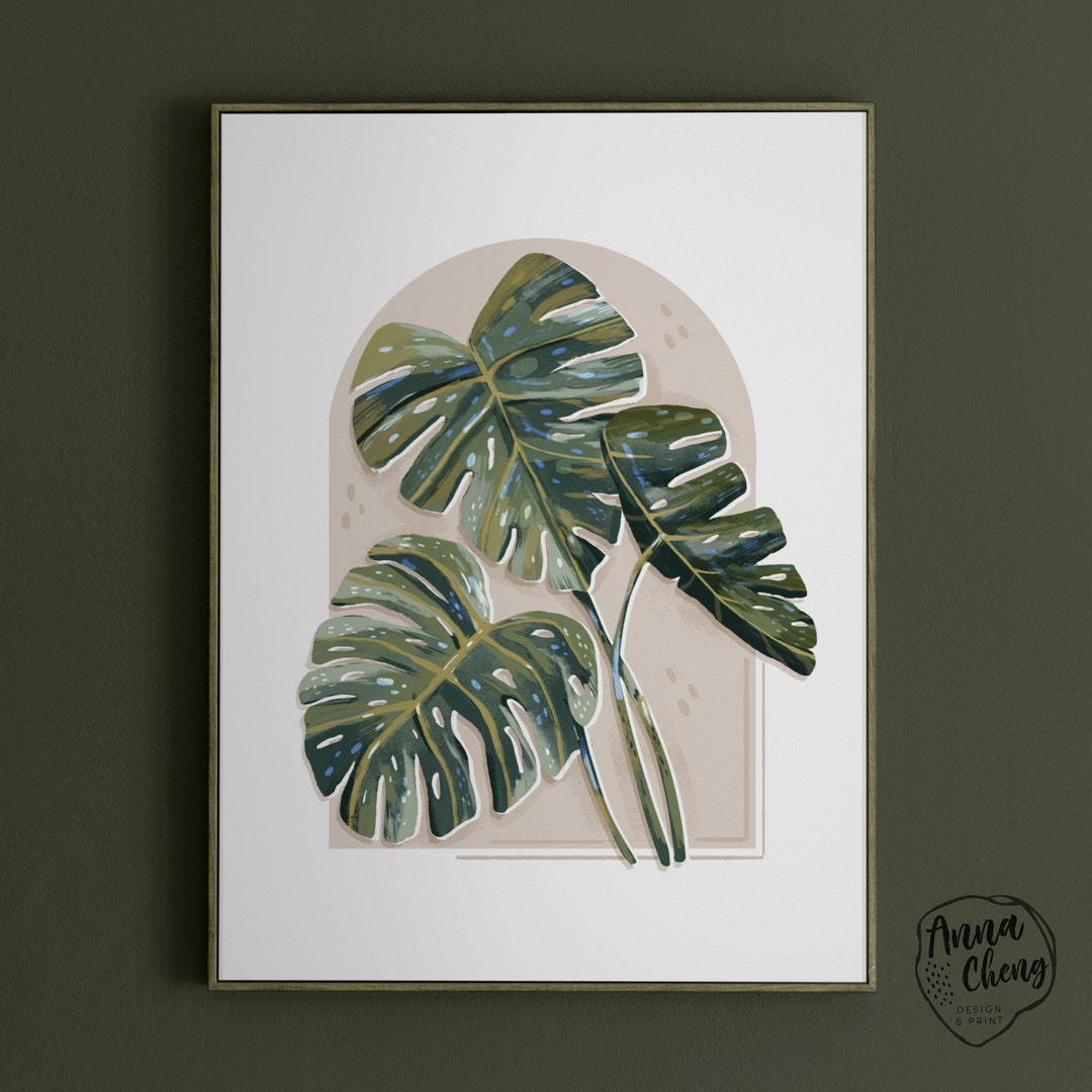 Monstera Leaf Art Print / Illustration / Cheeseplant / Monstera Art ...