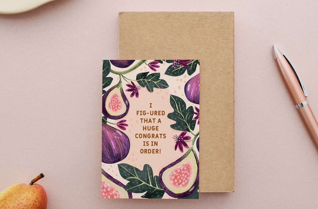 Figs Card/congratulations Card/ New Job Card /congrats Card / Botanical ...