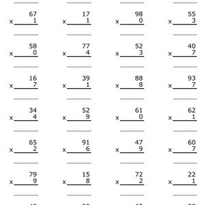2-digit by 1-digit Multiplication Worksheets: 100 Pages (PDF Download ...
