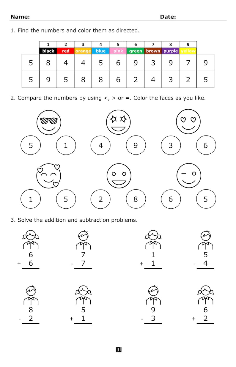 Preschool Worksheets. Find the Number Activity. Compare the Numbers ...