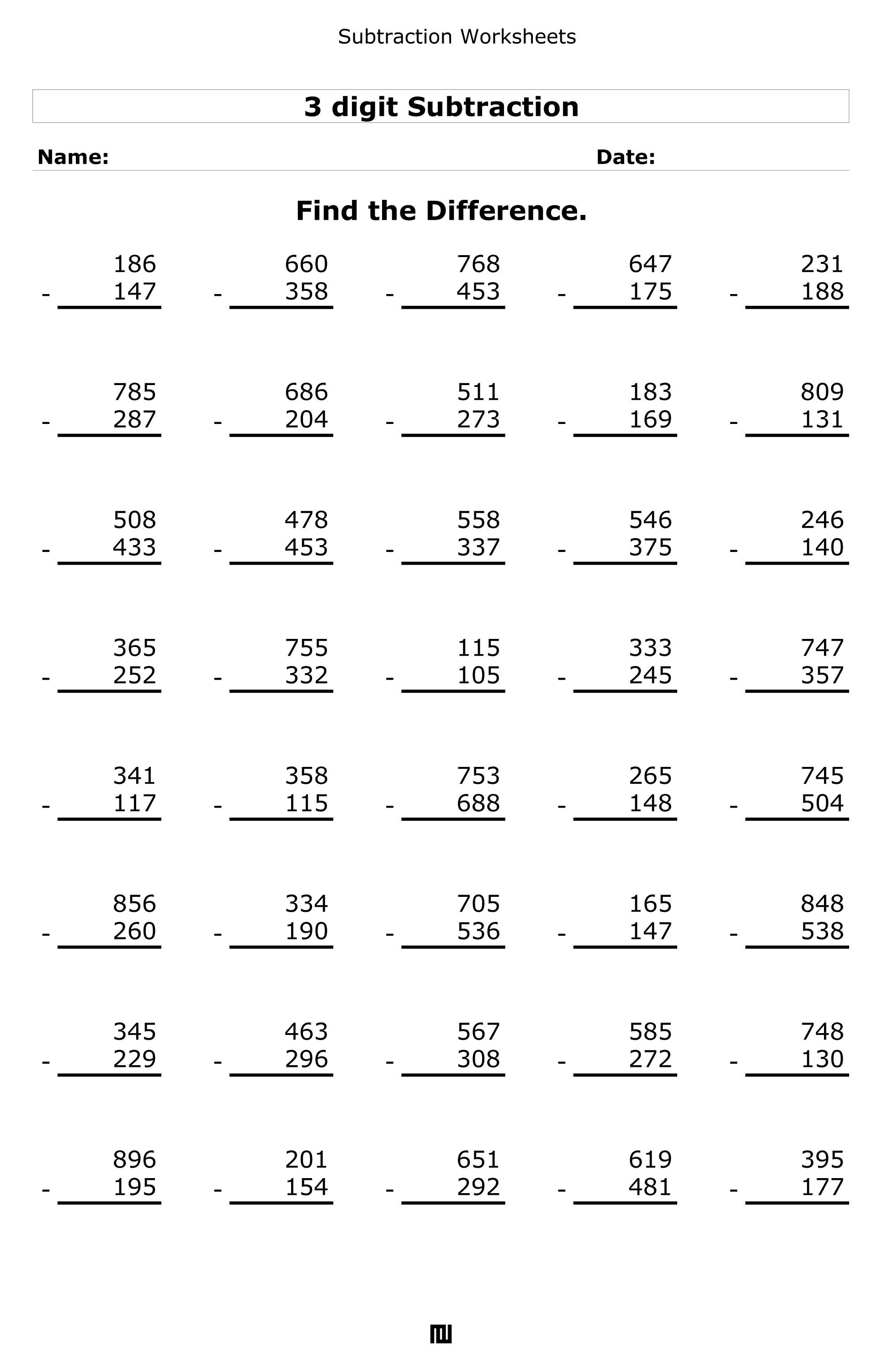 3 Digit Plus 3 Digit Addition. 3 Digit Minus 3 Digit Subtraction ...