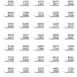 4 Digit Subtraction Worksheets. 4 Digit Minus 4 Digit Subtraction ...