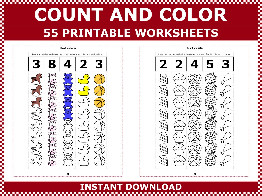 Count and Color Worksheets. Counting Groups 1 8. Counting - Etsy