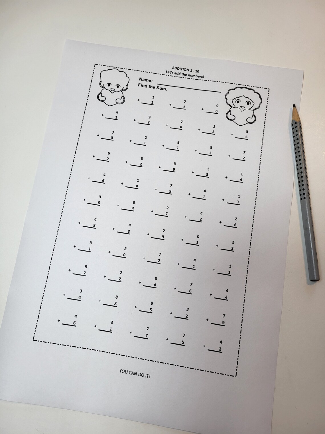 1 Digit Plus 1 Digit Addition Worksheets. Kindergarten Math. 1st Grade ...