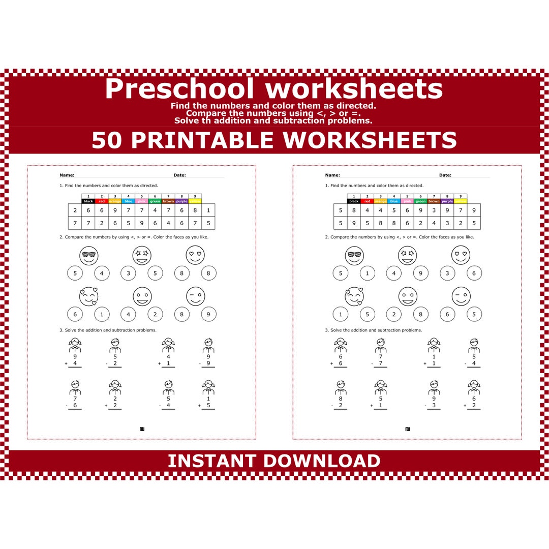 Preschool Worksheets. Find the Number Activity. Compare the Numbers ...