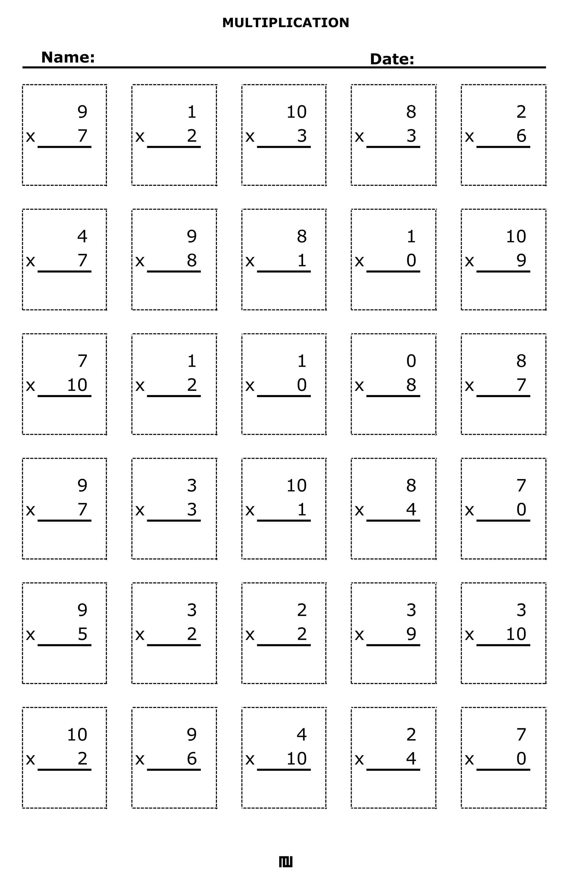 Basic Multiplication Fact Worksheets for Grade 3 and Grade 4 That ...