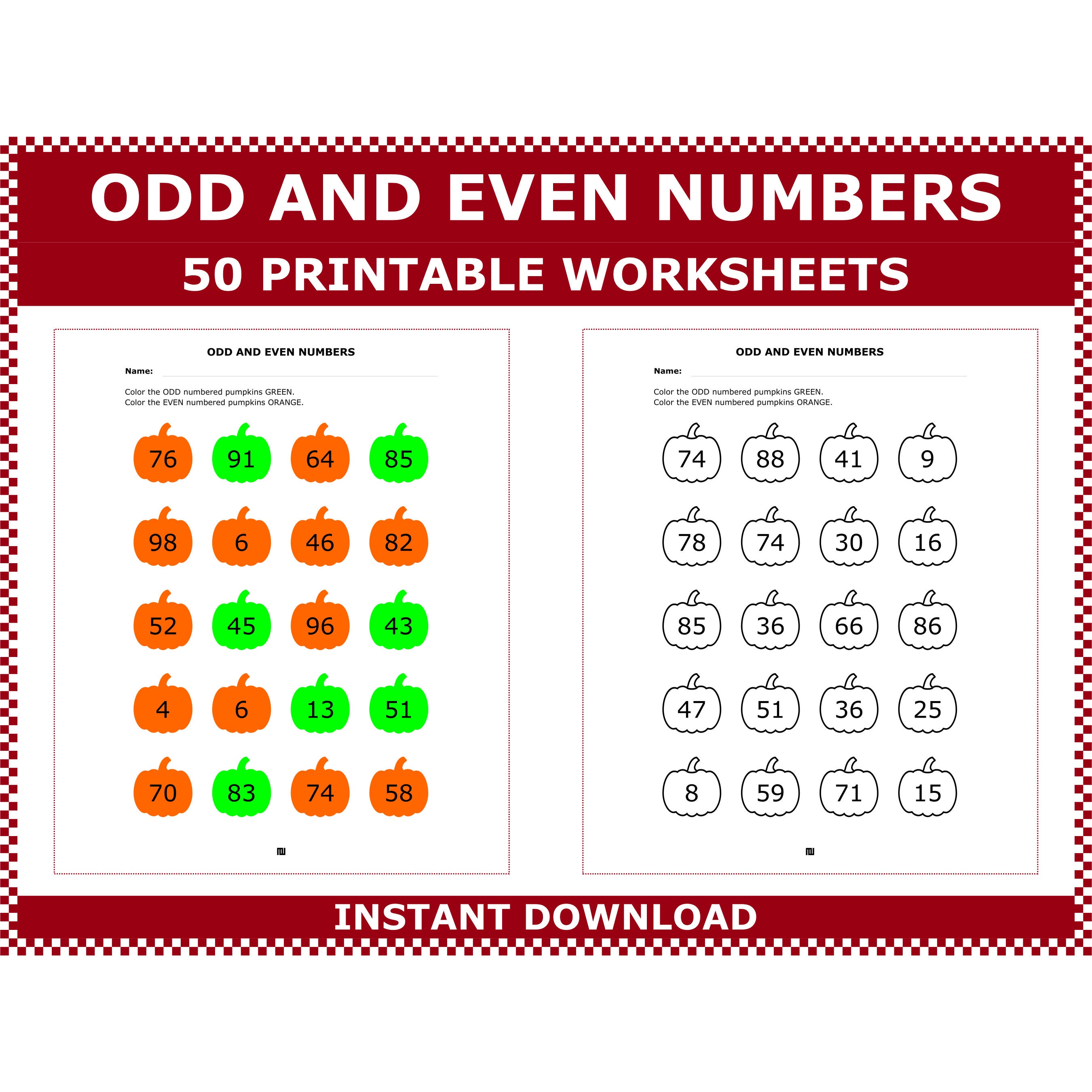 Ejemplo De Una Tabla De Nmeros Hoja De Trabajo De Nmeros Pares E Impares