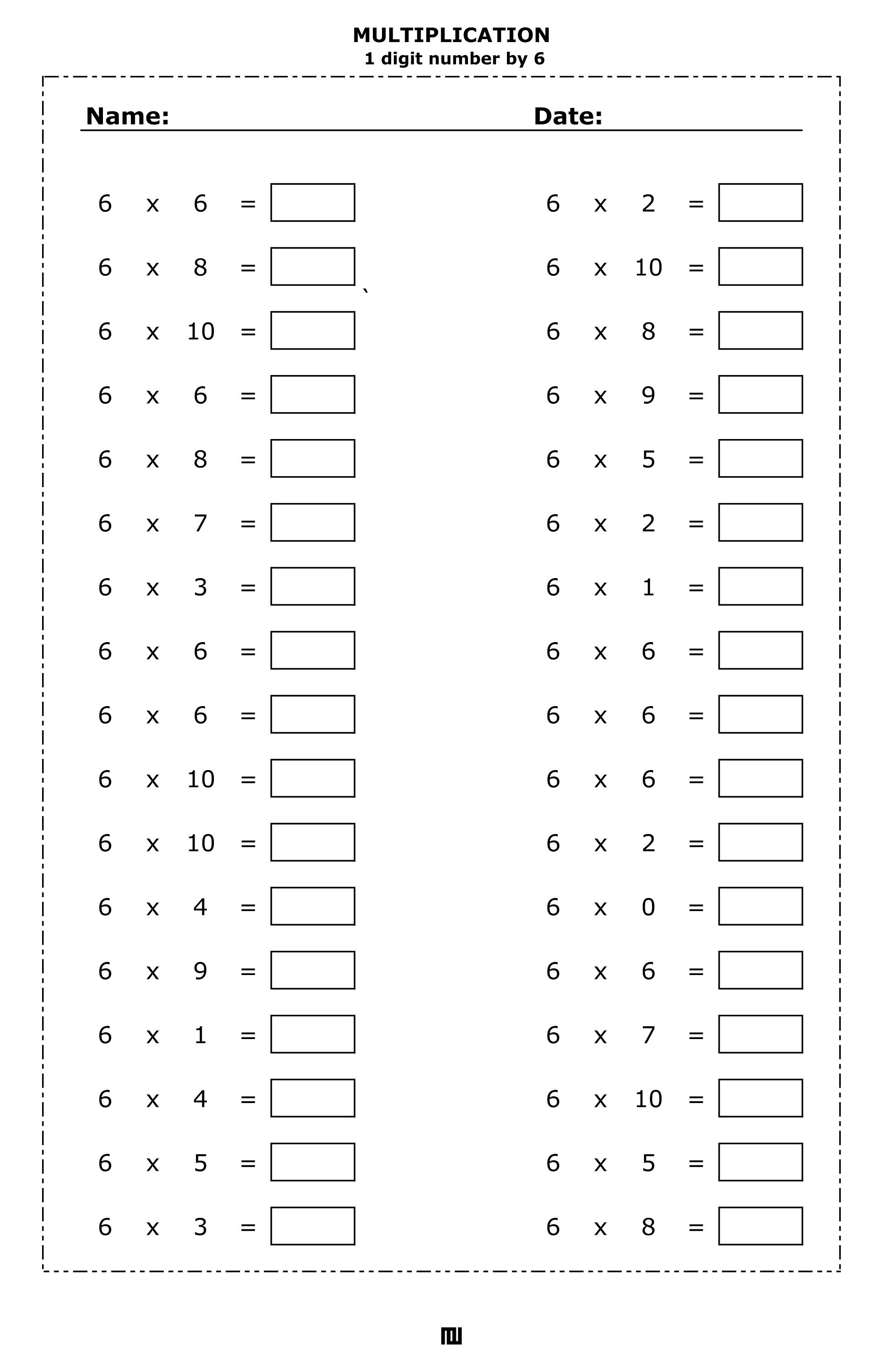 Multiplication Worksheets: 1-digit Math Drills (digital Download) - Etsy