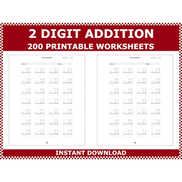 Addition Worksheets - Etsy