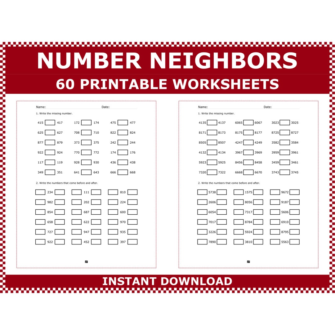 Number Neighbors Worksheets. Missing Numbers Printable Worksheets ...