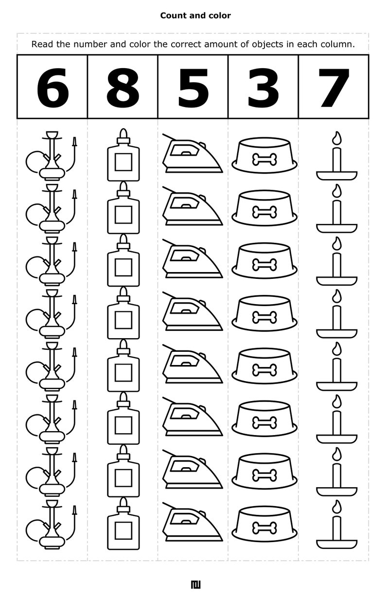 Count and Color Worksheets. Counting Groups 1 8. Counting and Coloring ...