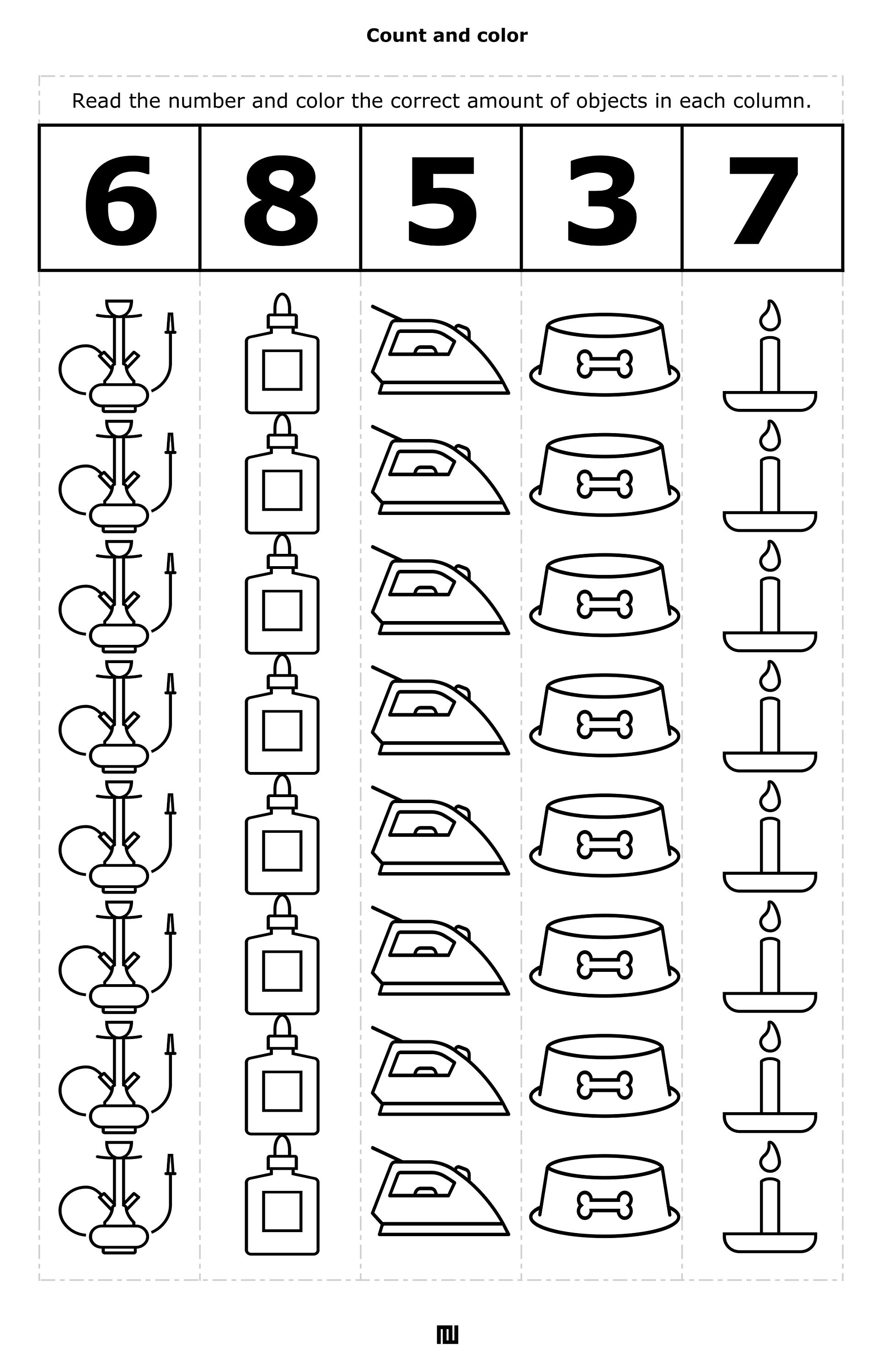 Count and Color Worksheets. Counting Groups 1 8. Counting and Coloring ...