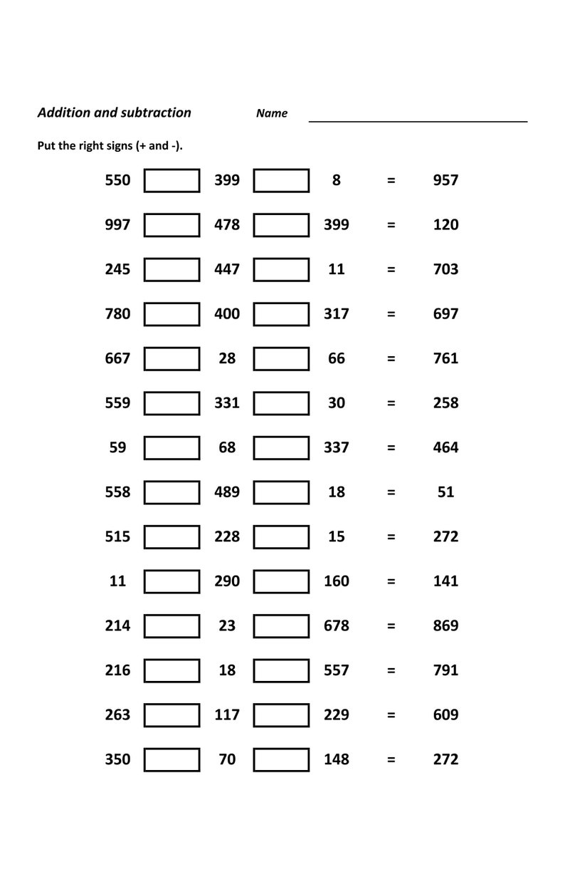 2 Digit Addition and Subtraction Find Unknown Number Put the - Etsy
