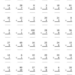 Division Vertically Arranged Division Facts to 100. Vertical Division ...