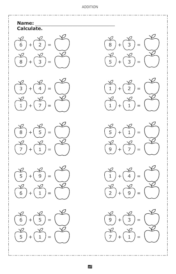 One Digit Addition Worksheets Kindergarten Single And Double Digit