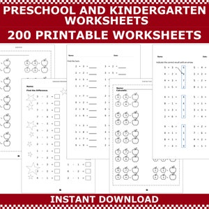 Preschool and Kindergarten Bundle Printable Worksheets. 200 Pages ...