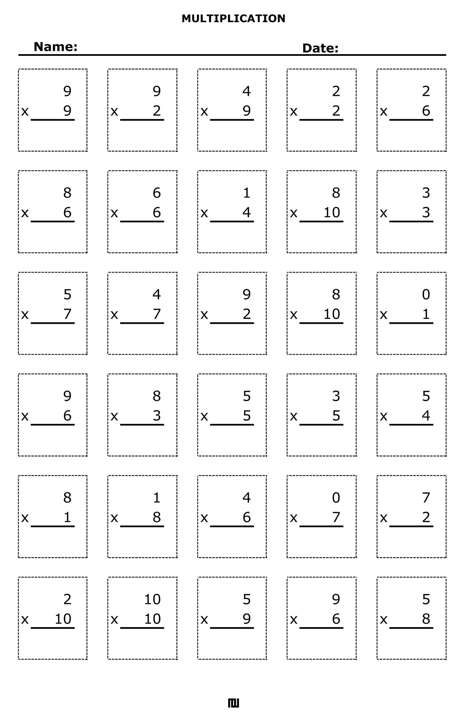 Basic Multiplication Fact Worksheets for Grade 3 and Grade 4 That ...