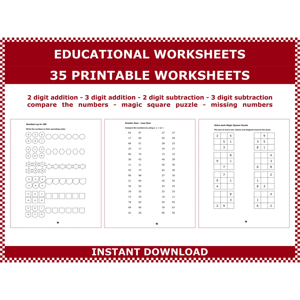 Math Worksheets Printable With Addition and Subtraction. Educational ...