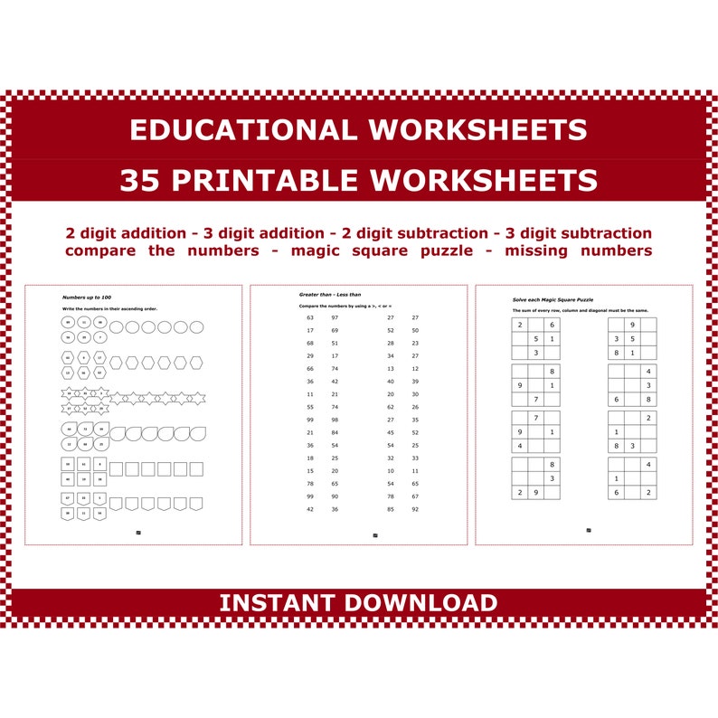 Math Worksheets Printable With Addition and Subtraction. Educational ...