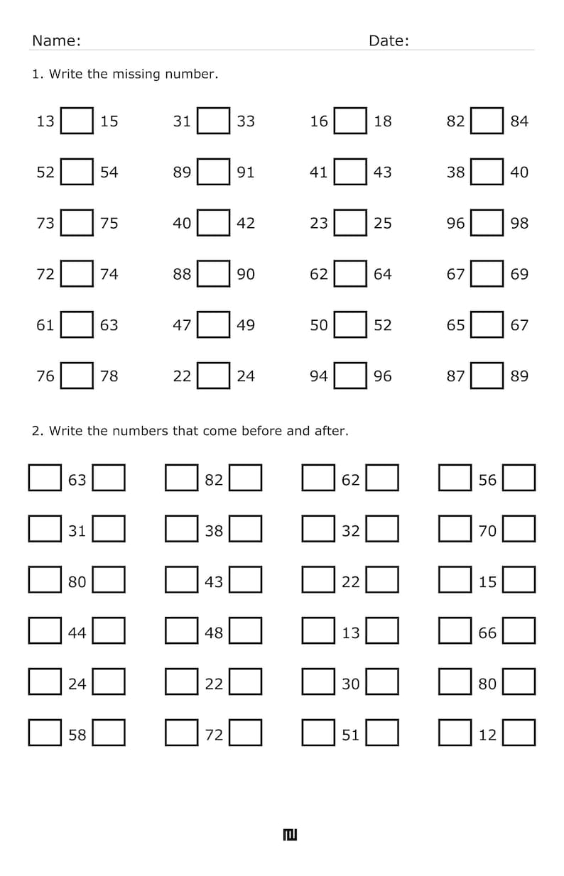 Number Neighbors Worksheets. Missing Numbers Printable Worksheets ...