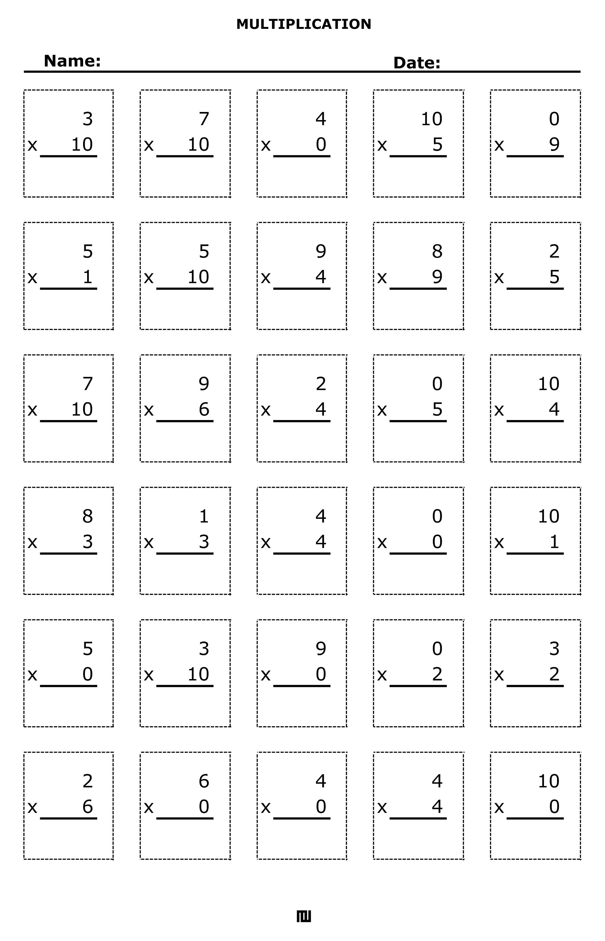 Basic Multiplication Fact Worksheets for Grade 3 and Grade 4 That ...