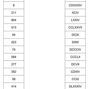 Roman Numerals Matching to 1000. Match the Numbers 1 to 1000. Roman ...