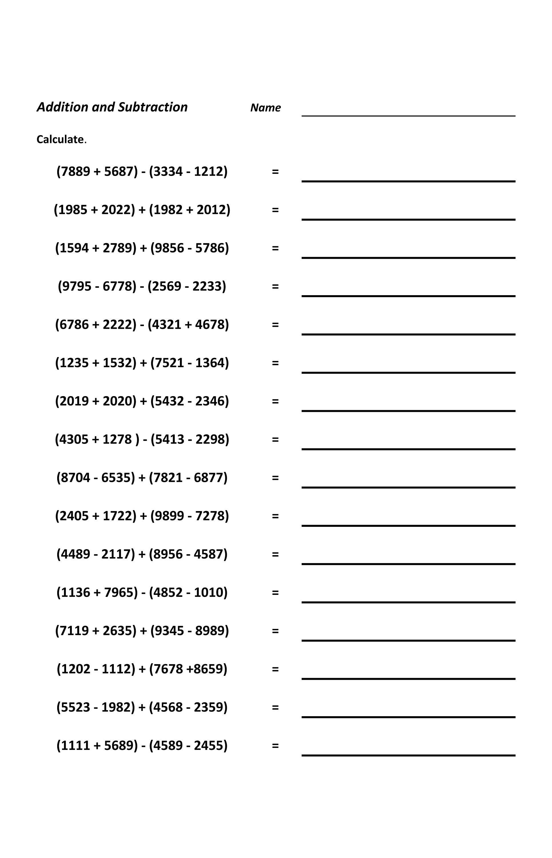 2 Digit Addition and Subtraction, Find Unknown Number, Put the Right ...