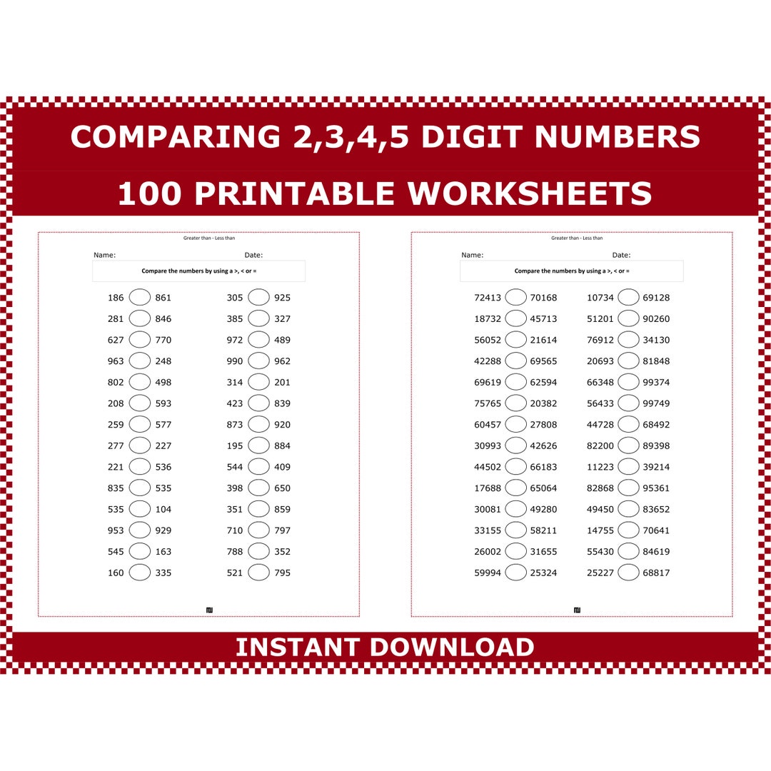 Compare Numbers Worksheets. Comparing 3 Digit Numbers. Worksheets With ...