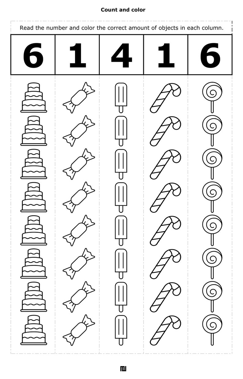 Count and Color Worksheets. Counting Groups 1 8. Counting and Coloring ...