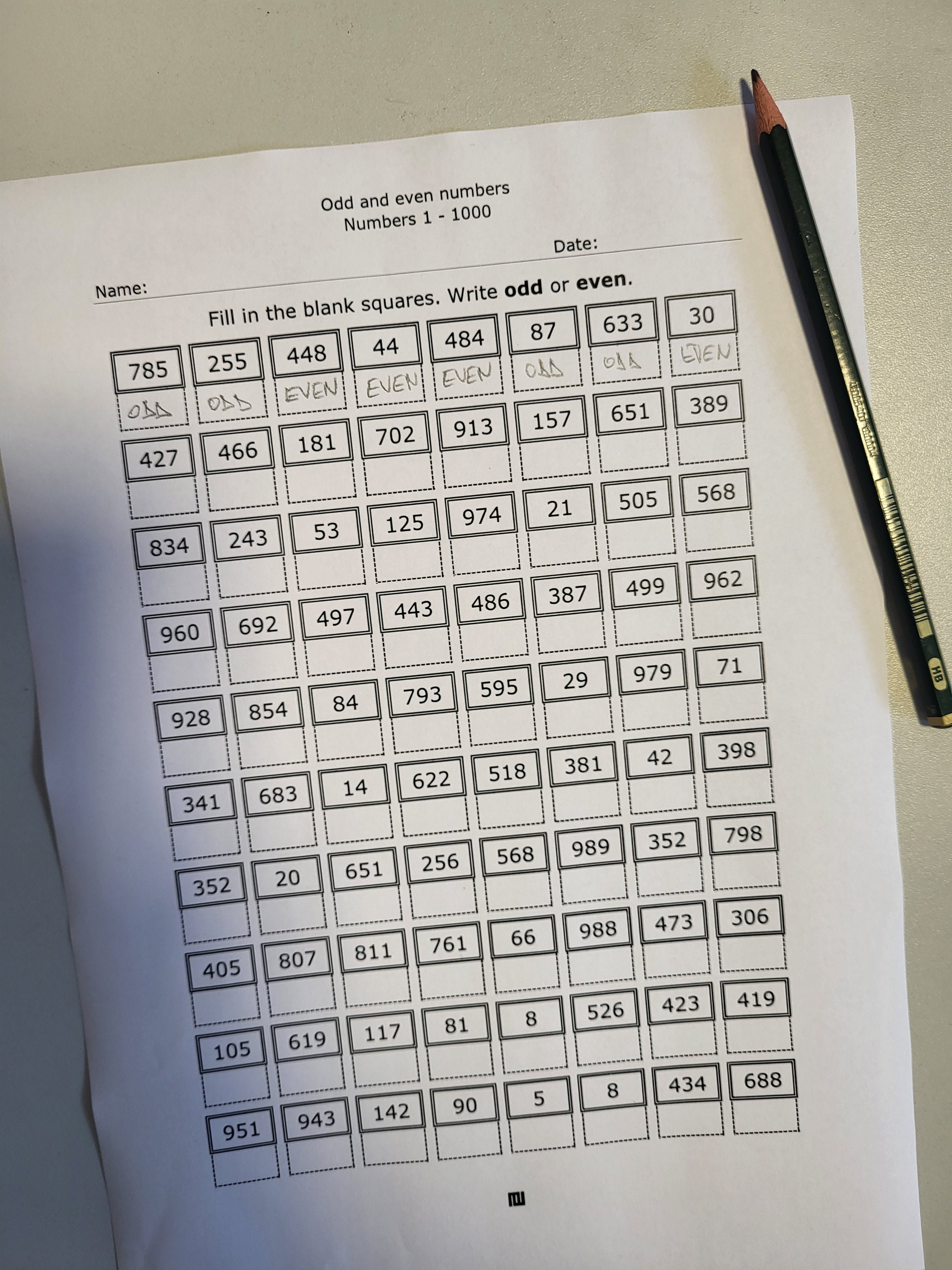 Odd and Even Numbers Worksheets. Odd or Even? Write If the Numbers Are ...