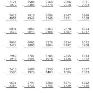 4 Digit Subtraction Worksheets. 4 Digit Minus 4 Digit Subtraction ...