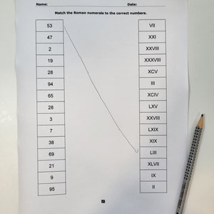 Roman Numerals Matching to 100. Match the Numbers 1 to 100. Converting ...