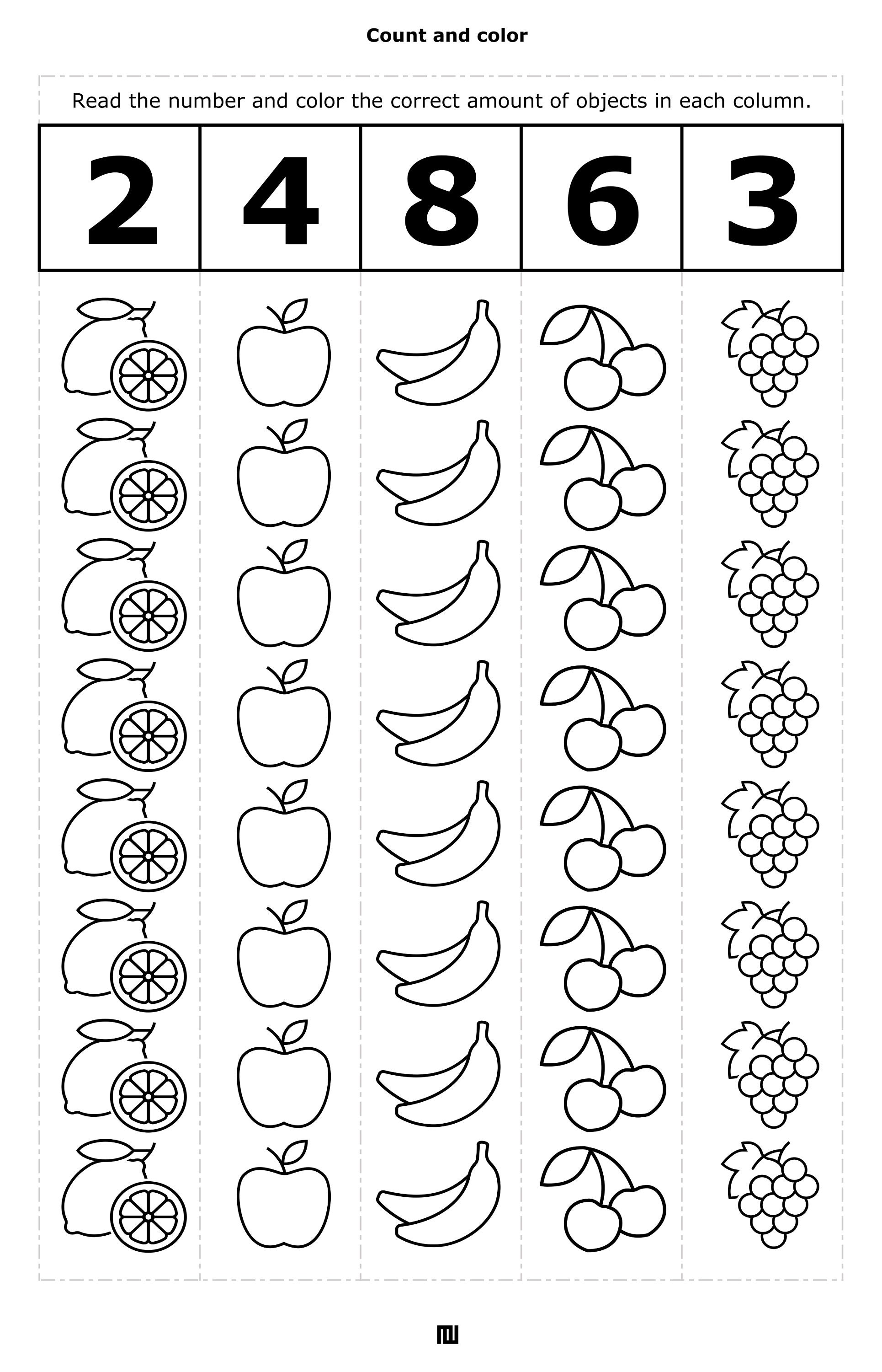 Count and Color Worksheets. Counting Groups 1 8. Counting and Coloring ...