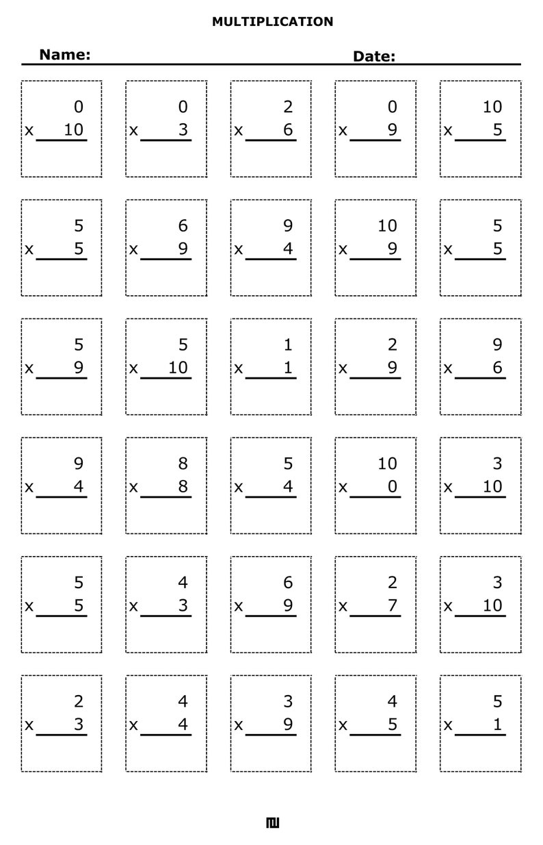 Basic Multiplication Fact Worksheets for Grade 3 and Grade 4 That ...