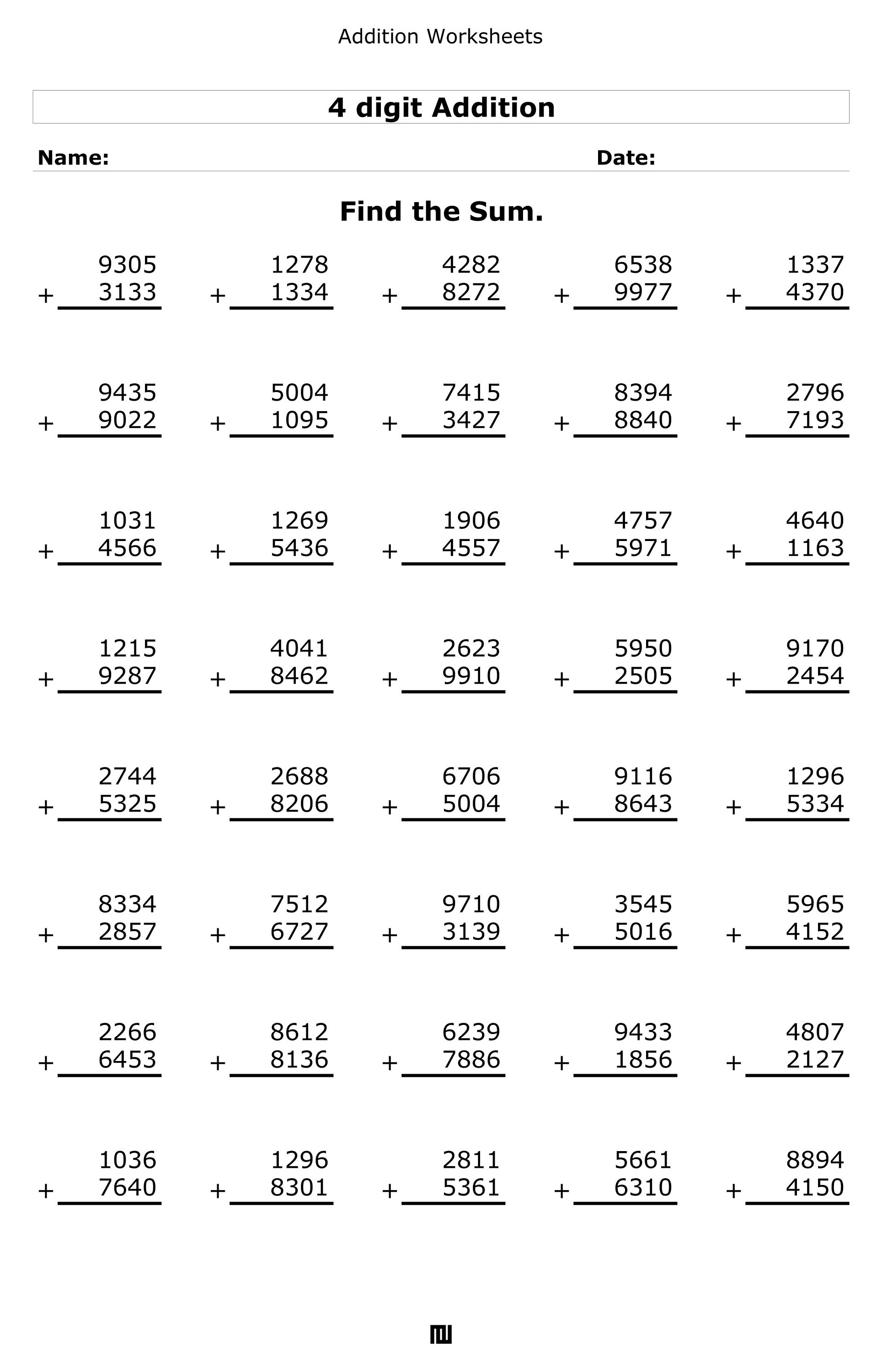 Addition and Subtraction 2, 3, 4 and 5 Digit Regrouping Practice ...