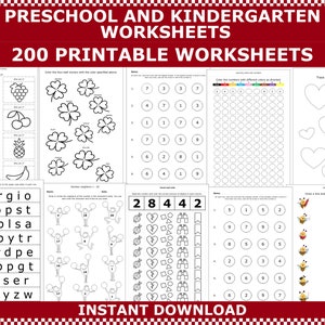 Preschool and Kindergarten Bundle Printable Worksheets. 200 Pages ...