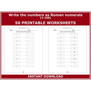 Write the Numbers as Roman Numerals From 1 to 100. Arabic and Roman ...