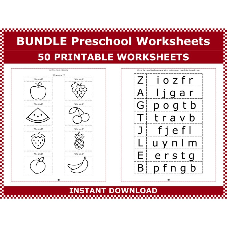 Preschool Worksheets BUNDLE Pack. Letter Recognition, Match, Trace ...