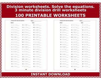 Printable Math Worksheets Grade 3 Division