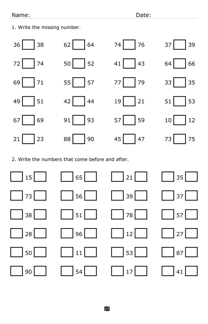 Number Neighbors Worksheets. Missing Numbers Printable Worksheets ...