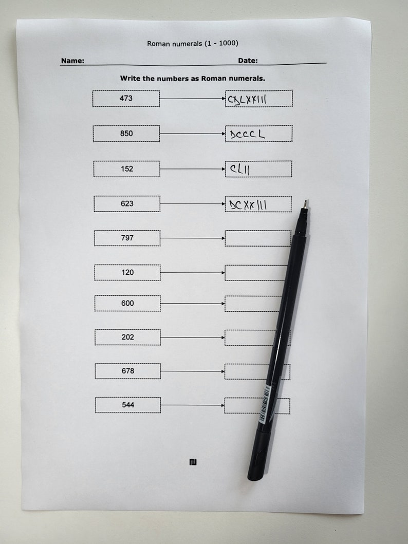 Write the Numbers as Roman Numerals From 1 to 1000. Roman Numerals 1 ...
