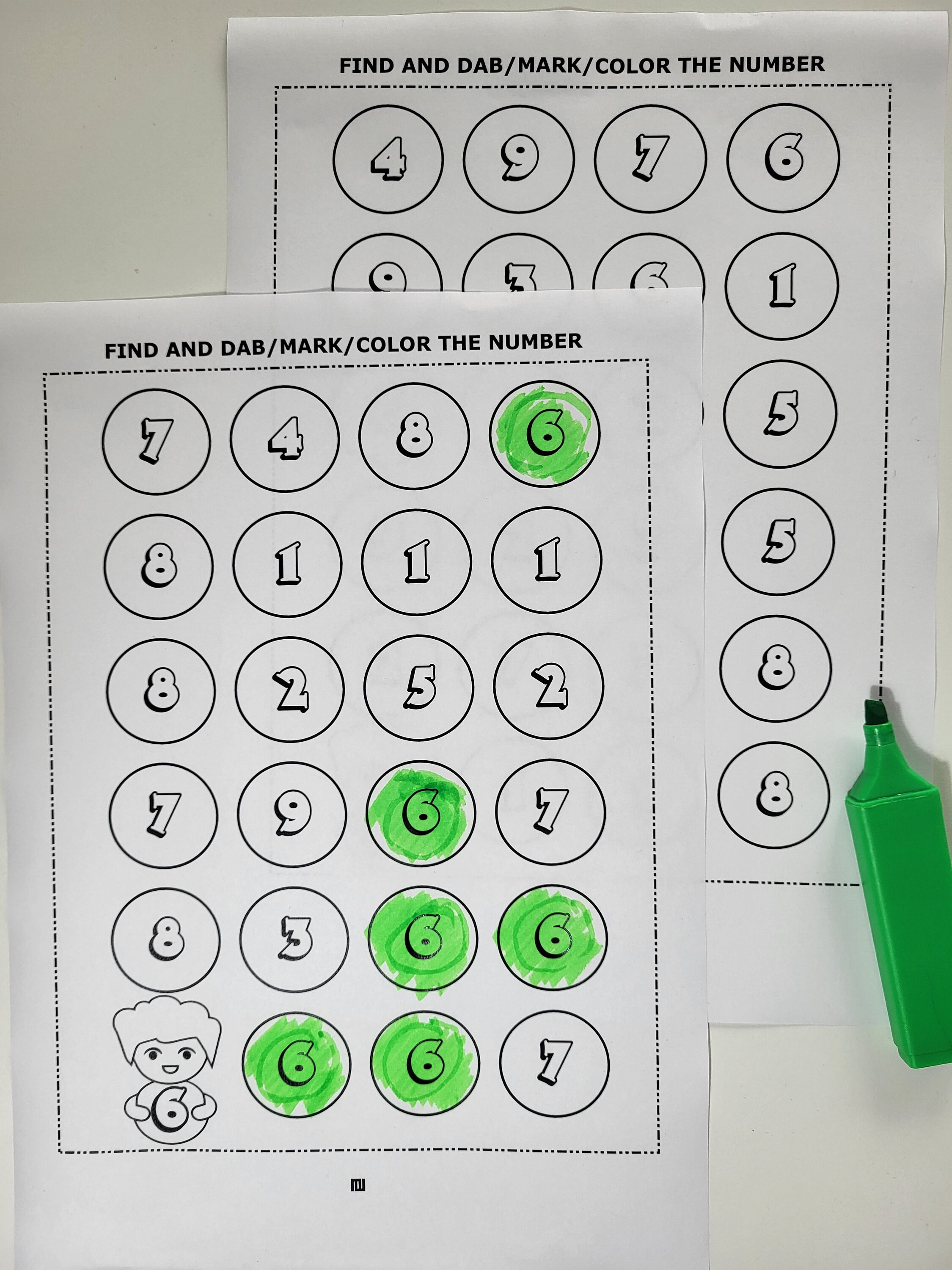 Find and Dab Mark Color the Number Worksheets for Kindergarten and ...