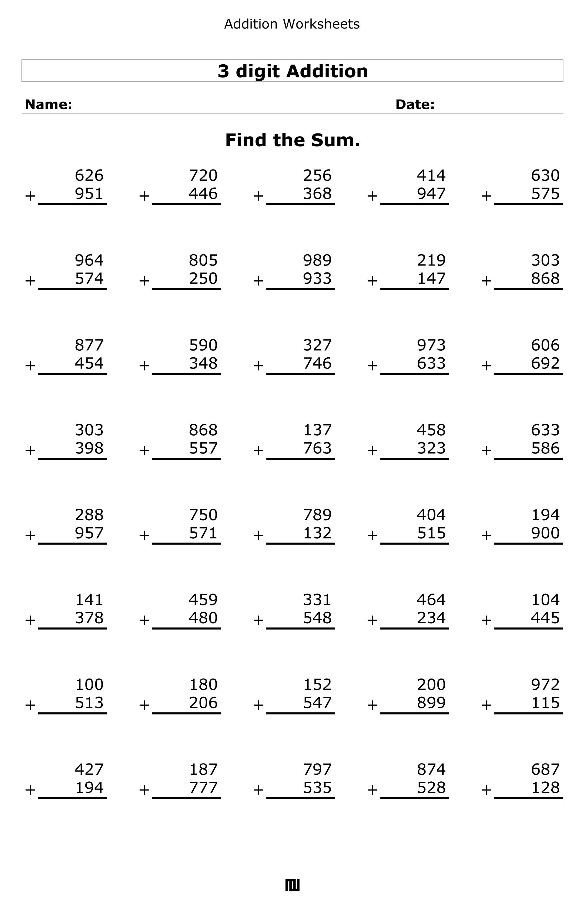 3 Digit Plus 3 Digit Addition. 3 Digit Minus 3 Digit Subtraction ...