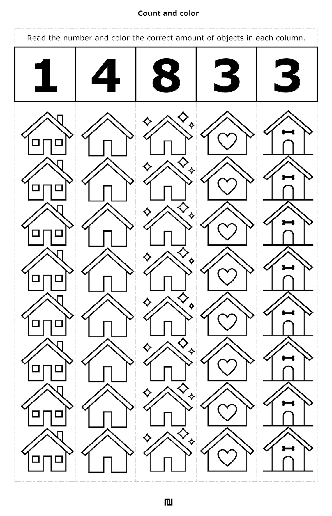 Count and Color Worksheets. Counting Groups 1 8. Counting and Coloring ...